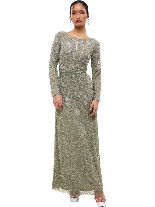MARYISA MARYISA Embellished Sequins Fitted Maxi Gown